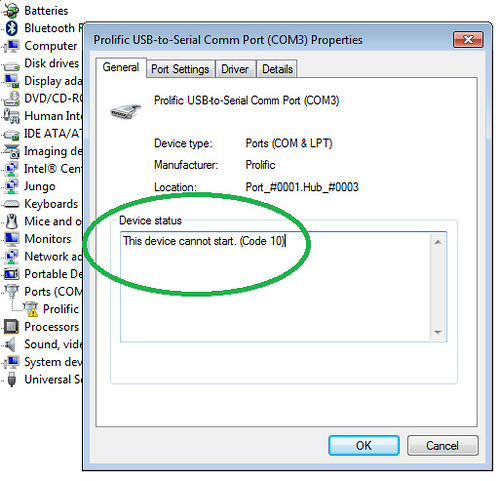 Sửa Lỗi Không Nhận Driver PL2303 - This Device cannot start (Code 10)